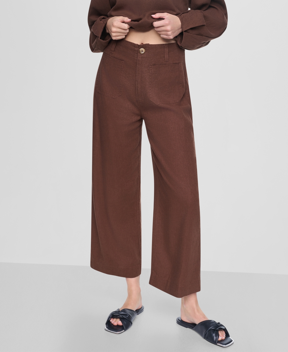 Click here for Dkny Jeans Womens High-Rise Cropped Wide-Leg Pants... prices