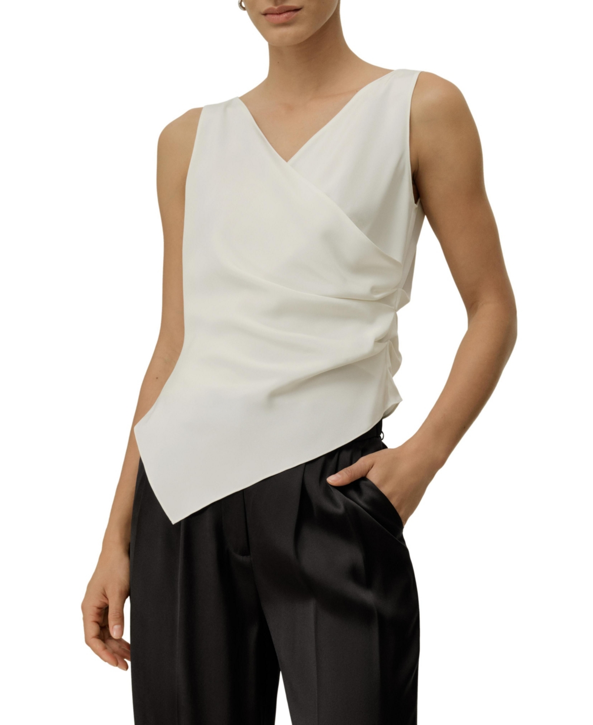 Click here for Lilysilk Womens Elise V-Neck Top - Natural white prices