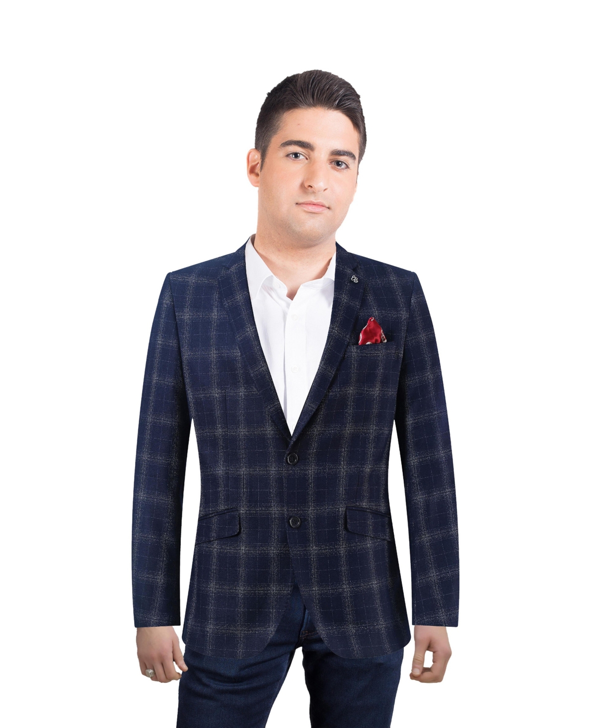Click here for Elie Balleh Mens Slim Fit Plaid Single Breasted Bl... prices