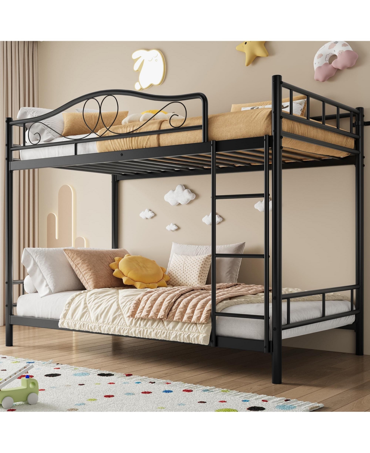 Click here for homfan Twin Over Twin Metal Bunk Bed with Guardrai... prices