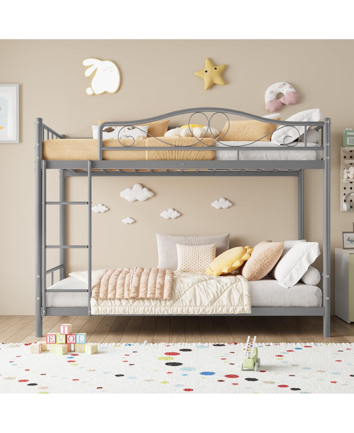 Click here for homfan Twin Over Twin Metal Bunk Bed with Guardrai... prices