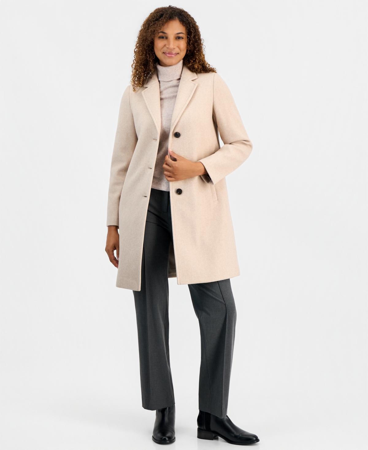 Click here for Calvin Klein Womens Single-Breasted Herringbone Wa... prices