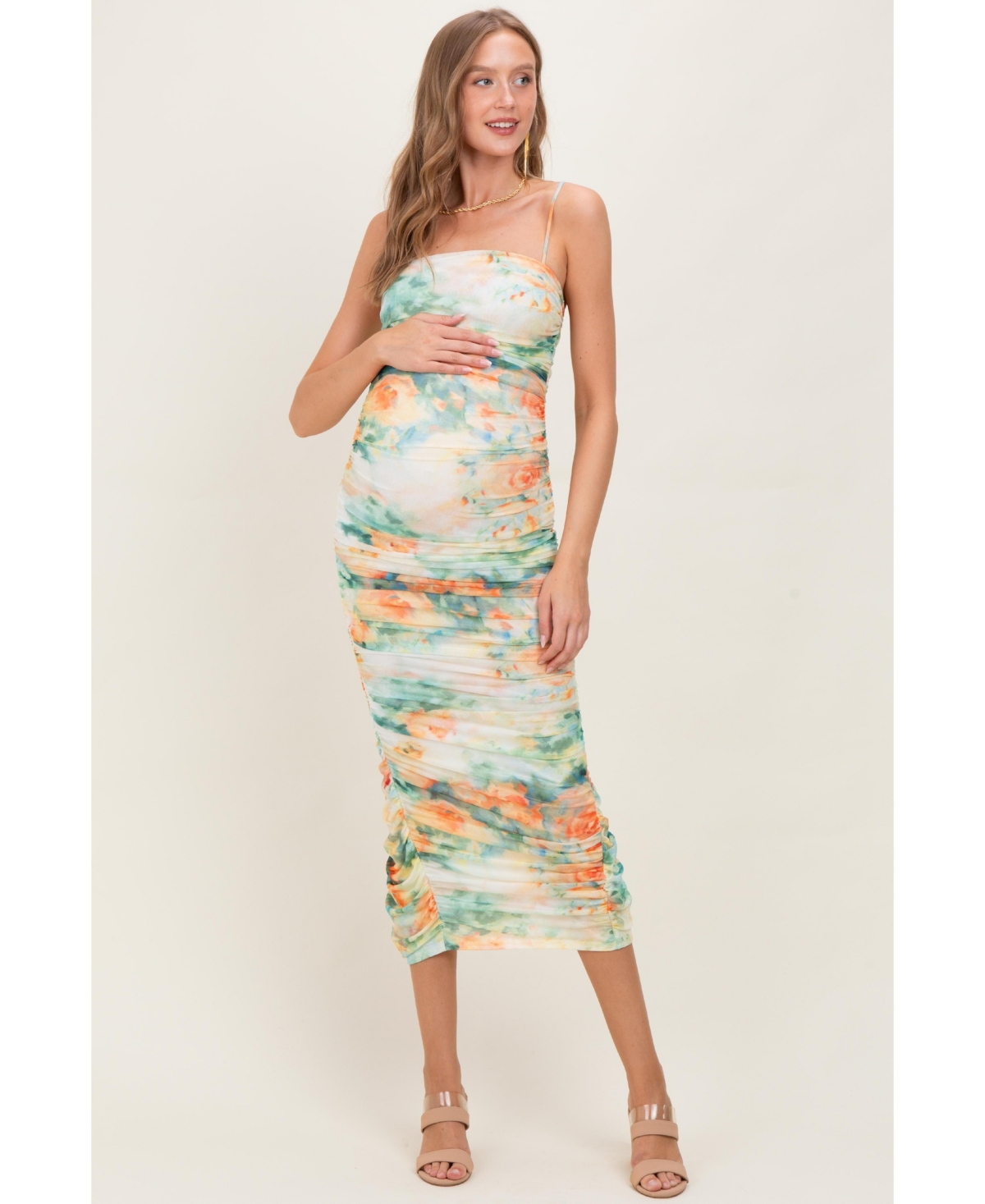 Click here for Pinkblush Maternity Green Watercolor Floral Mesh R... prices