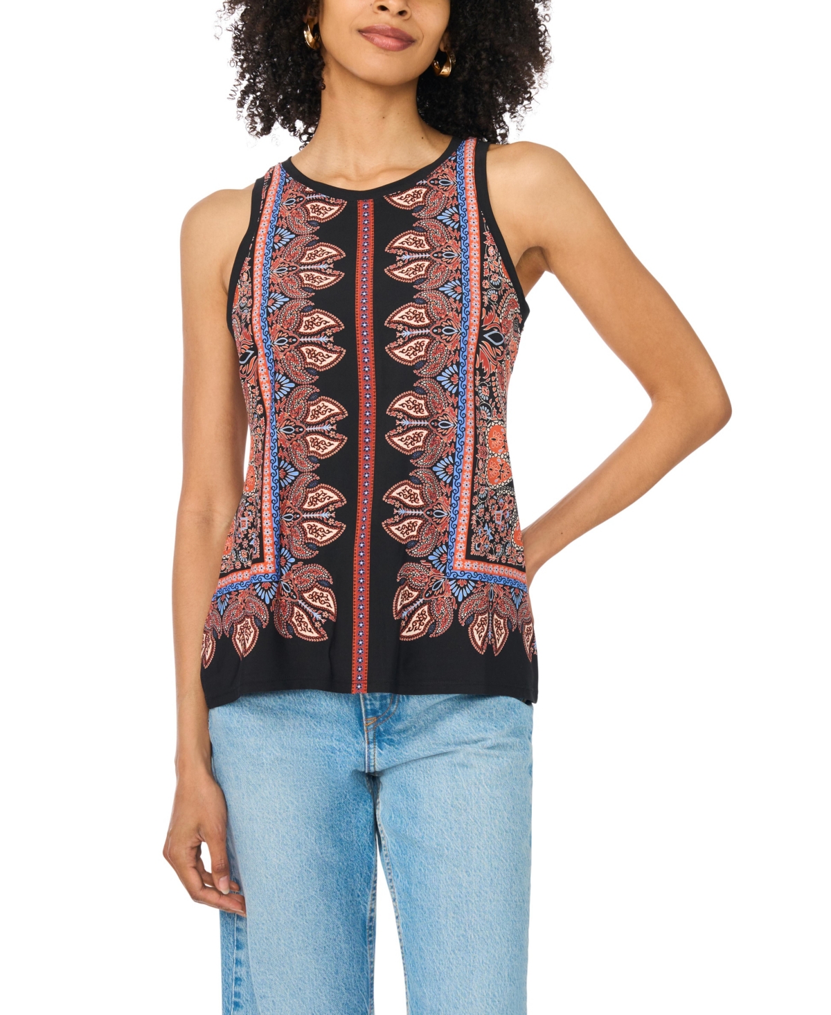 Click here for Vince Camuto Womens Printed Sleeveless Tank Top -... prices