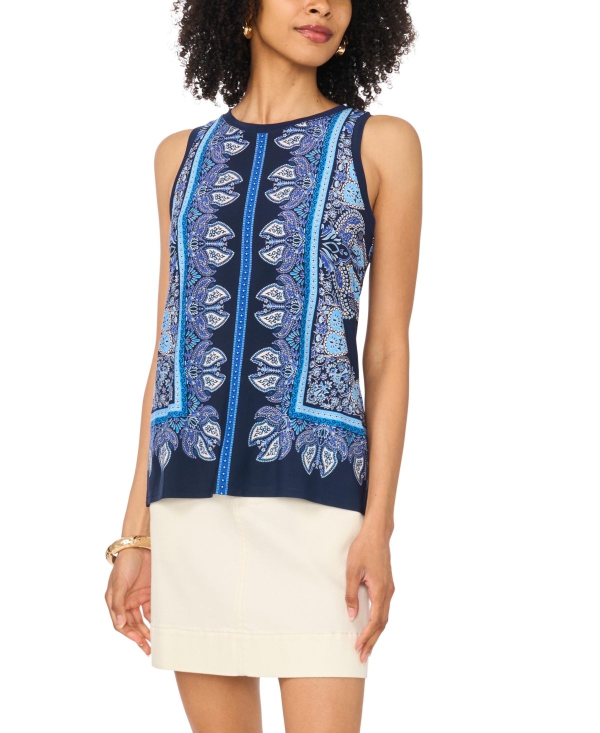 Click here for Vince Camuto Womens Printed Sleeveless Tank Top -... prices