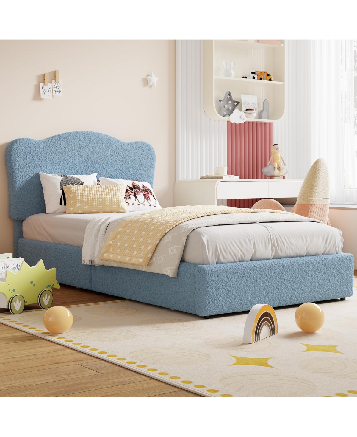 Click here for homfan Kids Upholstered Bed Frame with 2 Drawers... prices