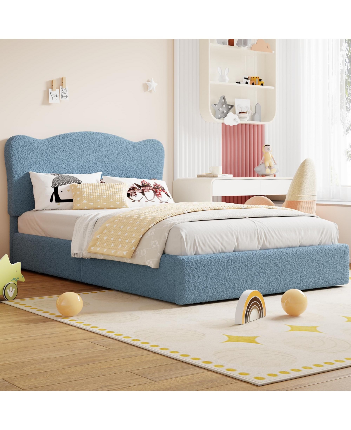 Click here for homfan Kids Upholstered Bed Frame with 2 Drawers... prices