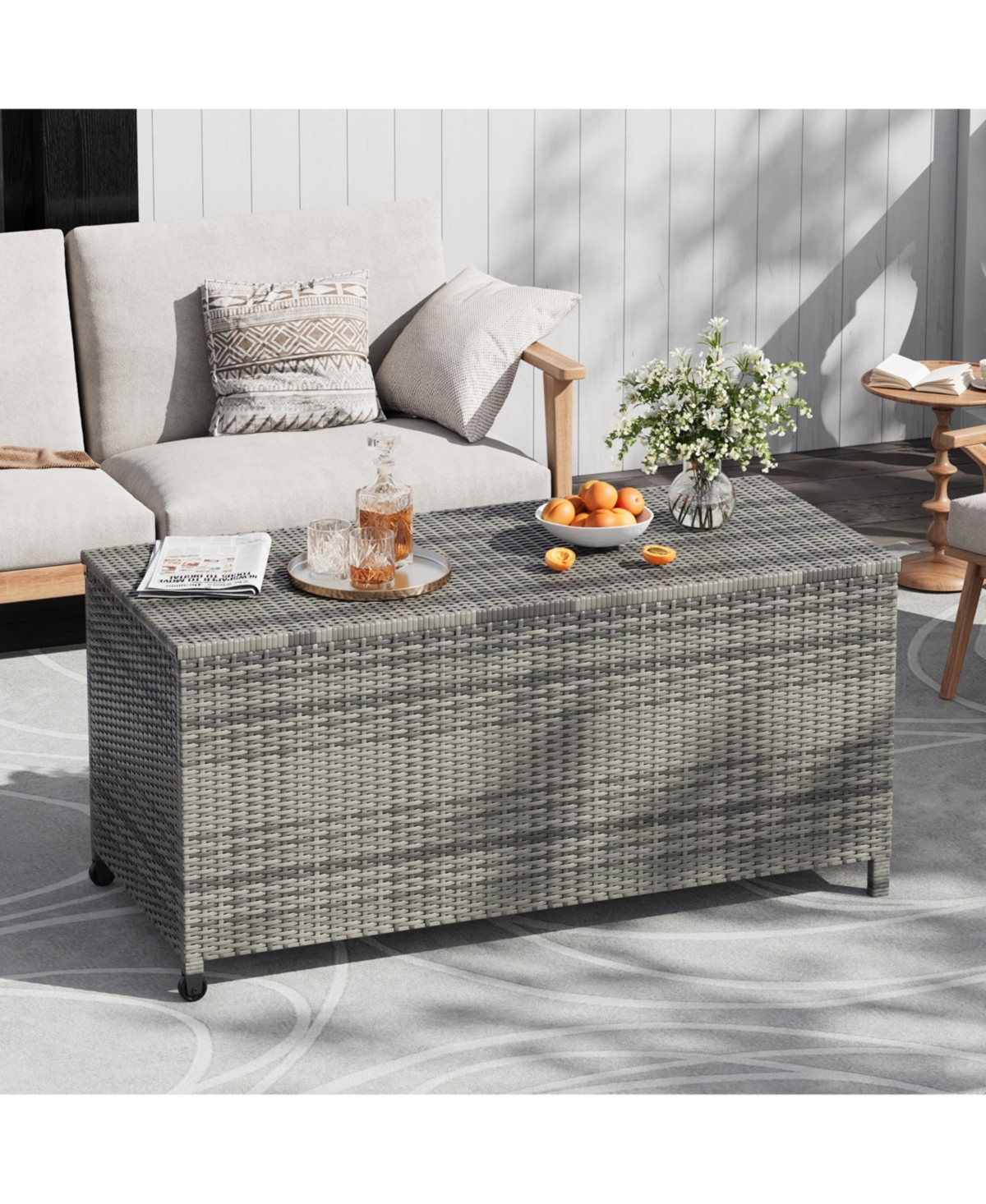 Click here for homfan Large Outdoor Storage Box with Wheels and H... prices