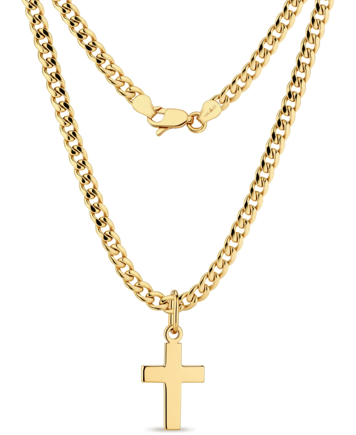 Click here for Devata Cross Charm on Cuban Chain Necklace in 14K... prices