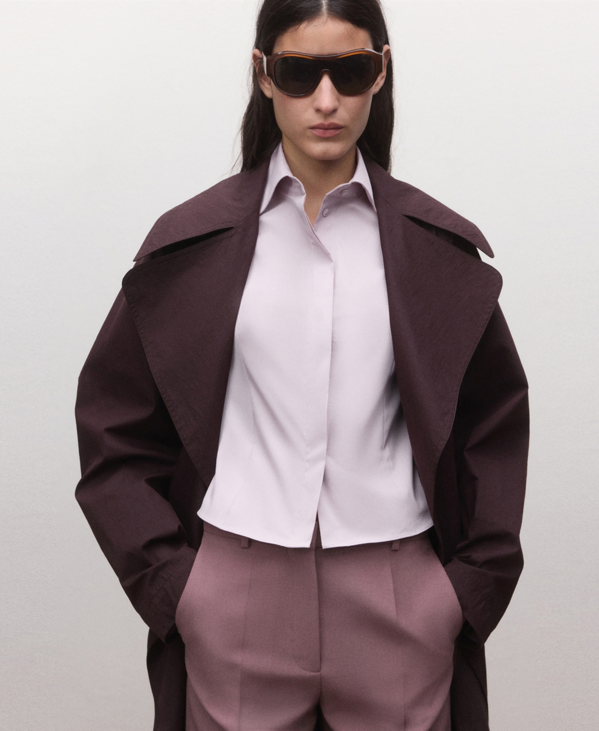 Click here for Mango Womens Fitted Cotton Shirt - Lilac prices