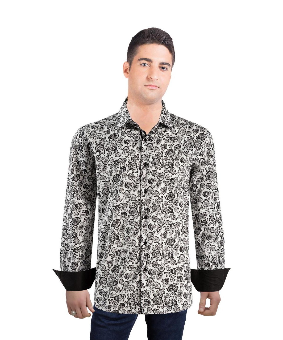 Click here for Elie Balleh Mens Slim Fit Floral Shirt for Men By... prices