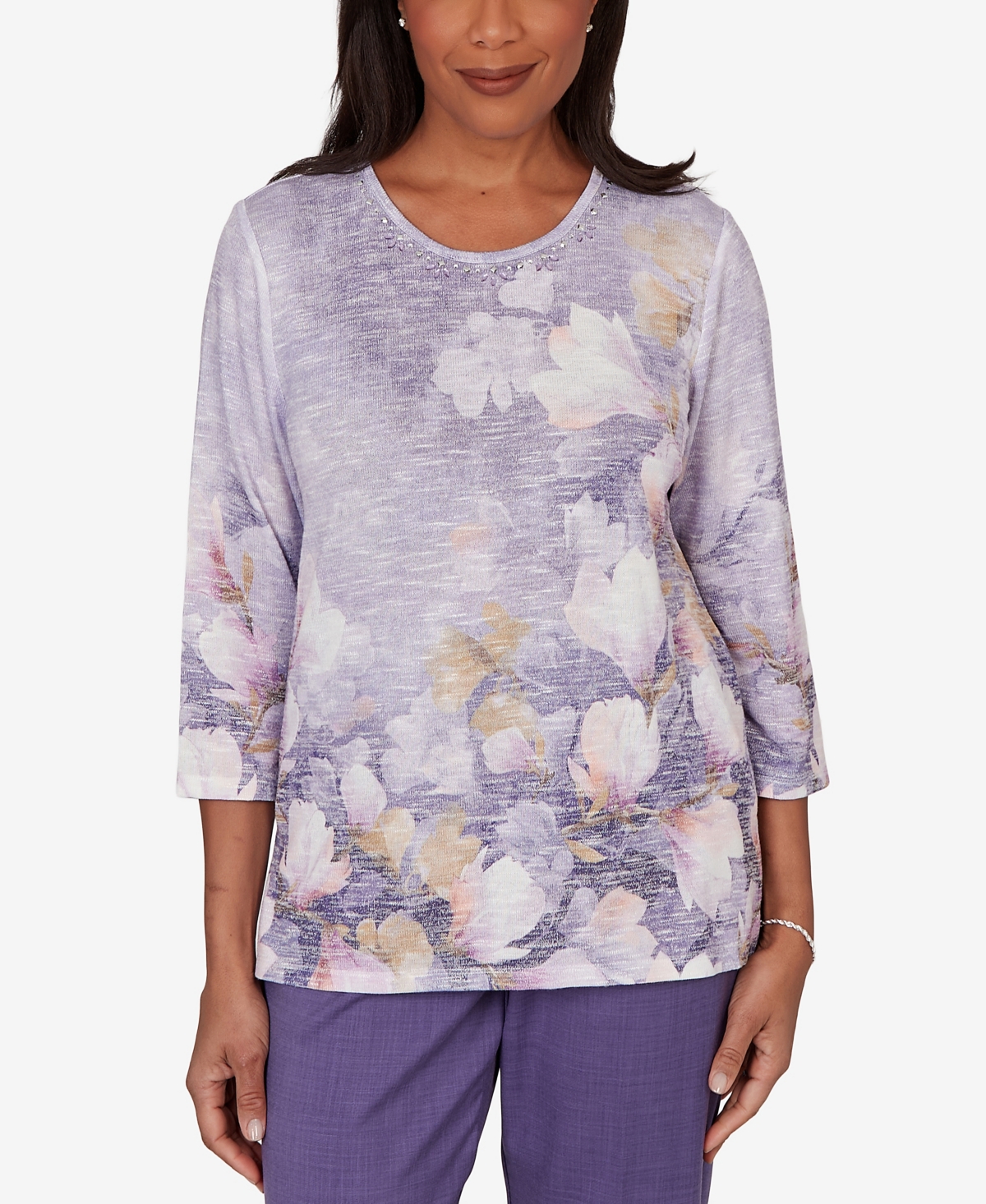 Click here for Alfred Dunner Womens Grand Bazaar Amethyst Floral... prices