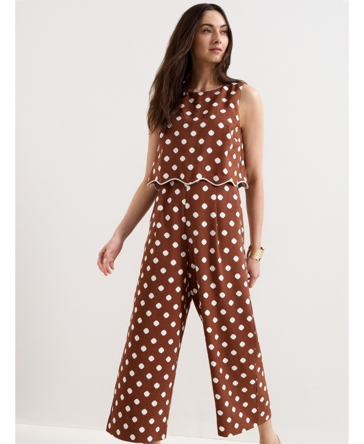 Click here for Phase Eight Womens Alia Spot Jumpsuit - Tan prices