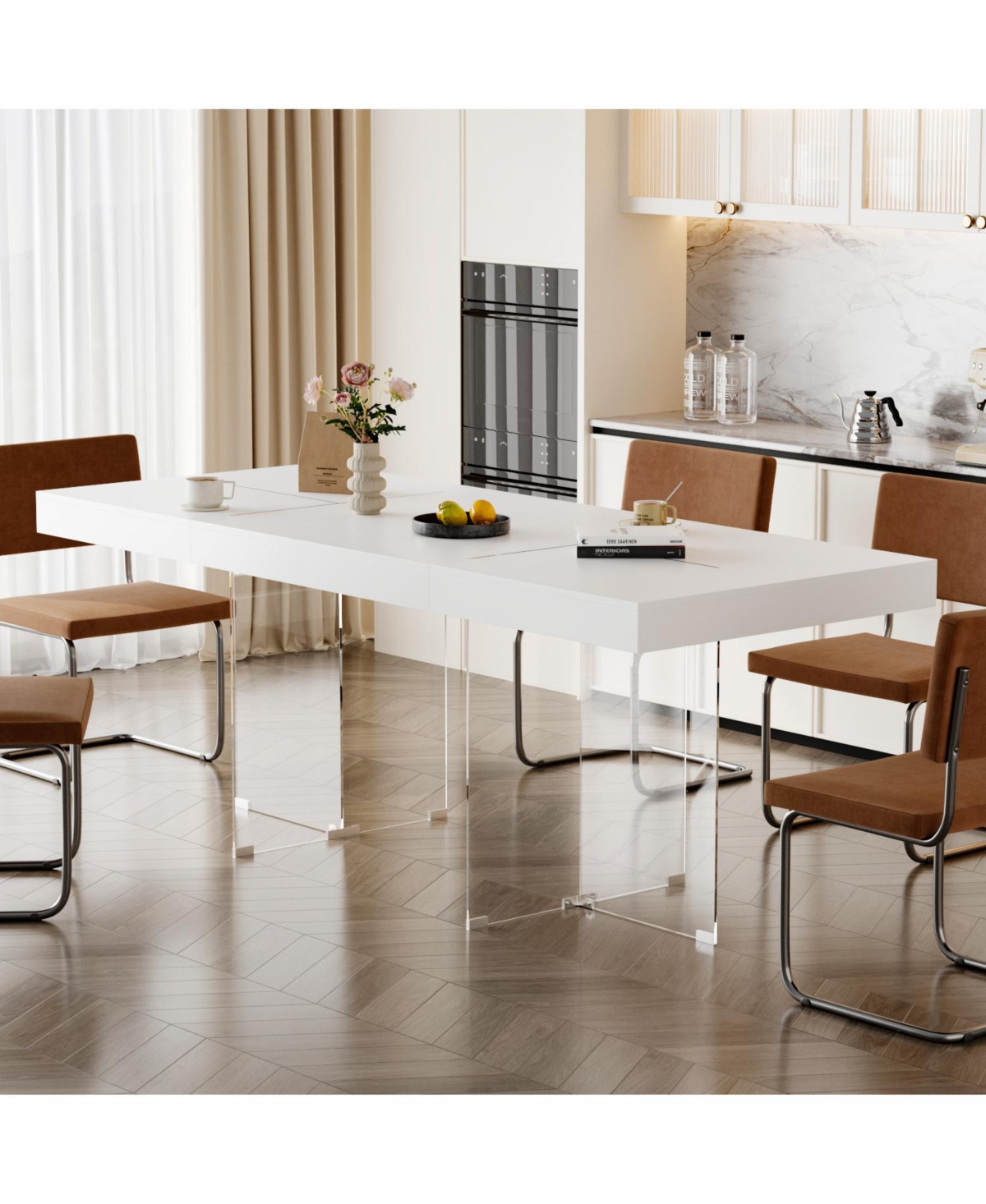Click here for Homsee Modern 78.7 Inch Glass Leg Dining Table - T... prices