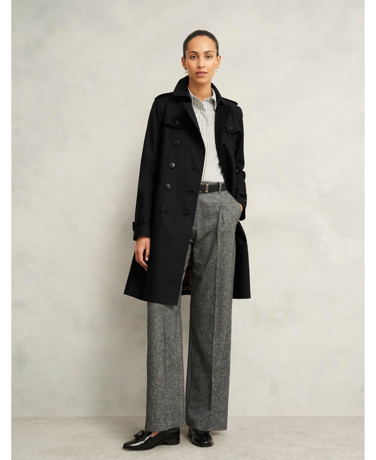 Click here for Hobbs London Womens Skylar Trench Coat - Black prices