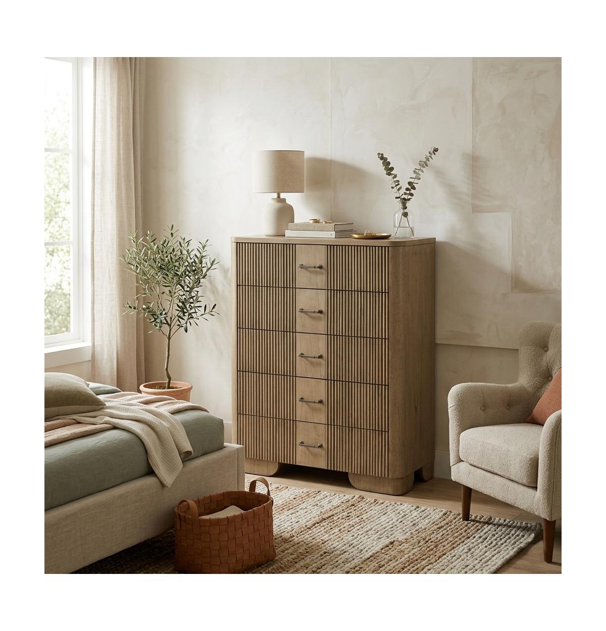 Click here for Kings Brand Furniture Sierra White Oak Modern Flut... prices