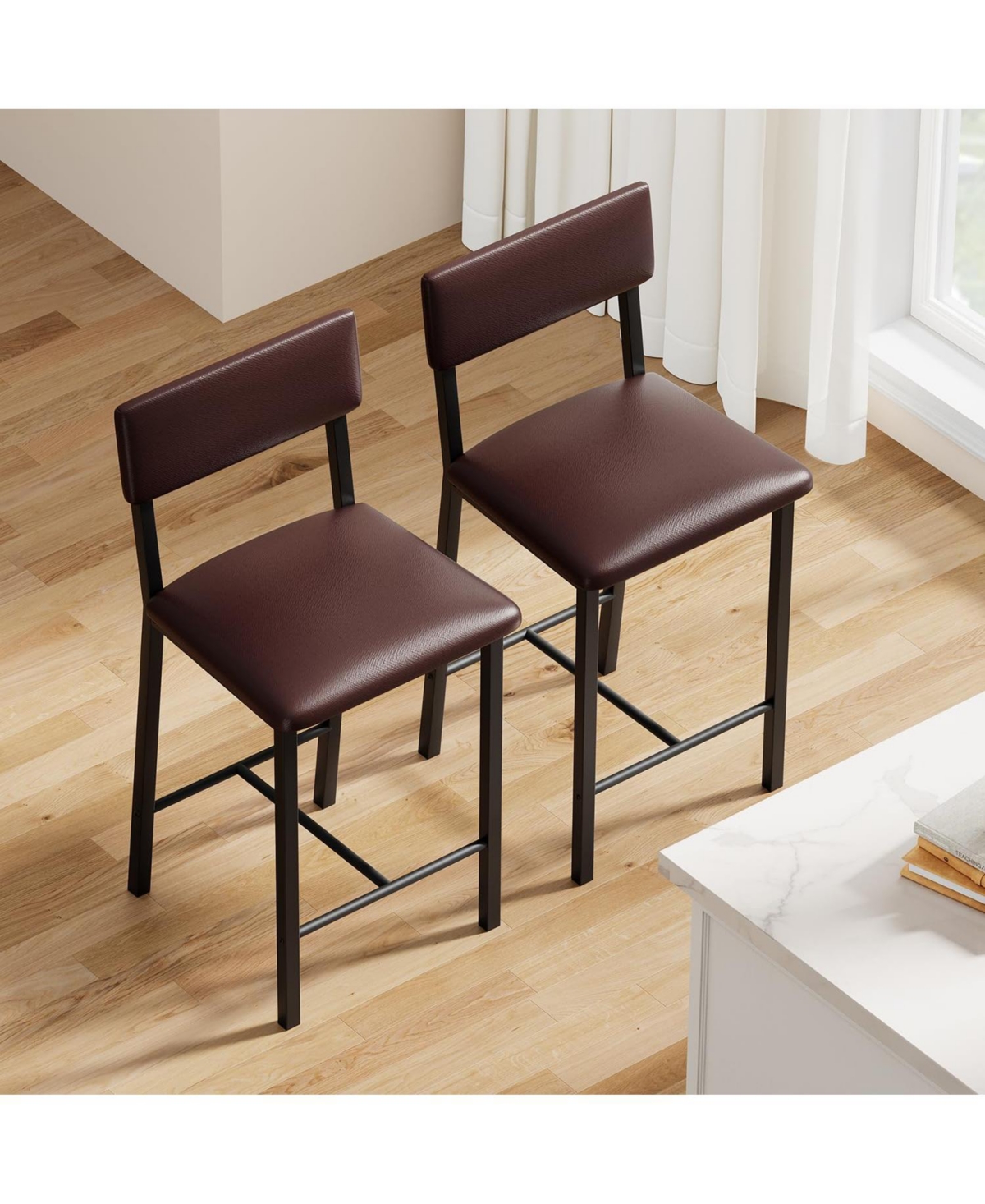 Click here for homfan 2 Pack 25 Counter Height Stools  Ergonomic... prices