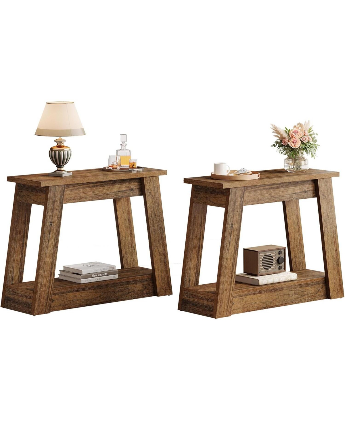 Click here for Tribesigns Wood End Table with Storage Shelves - R... prices