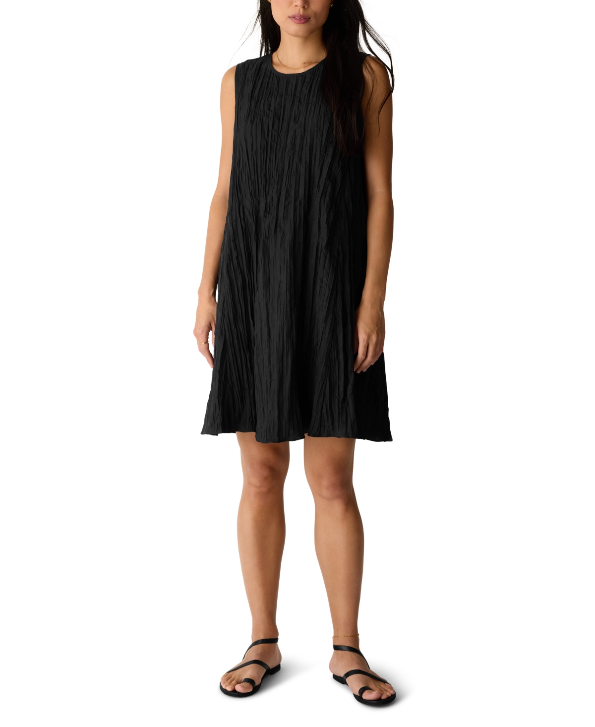 Click here for Eileen Fisher Womens Round Neck A-line Dress - Bla... prices