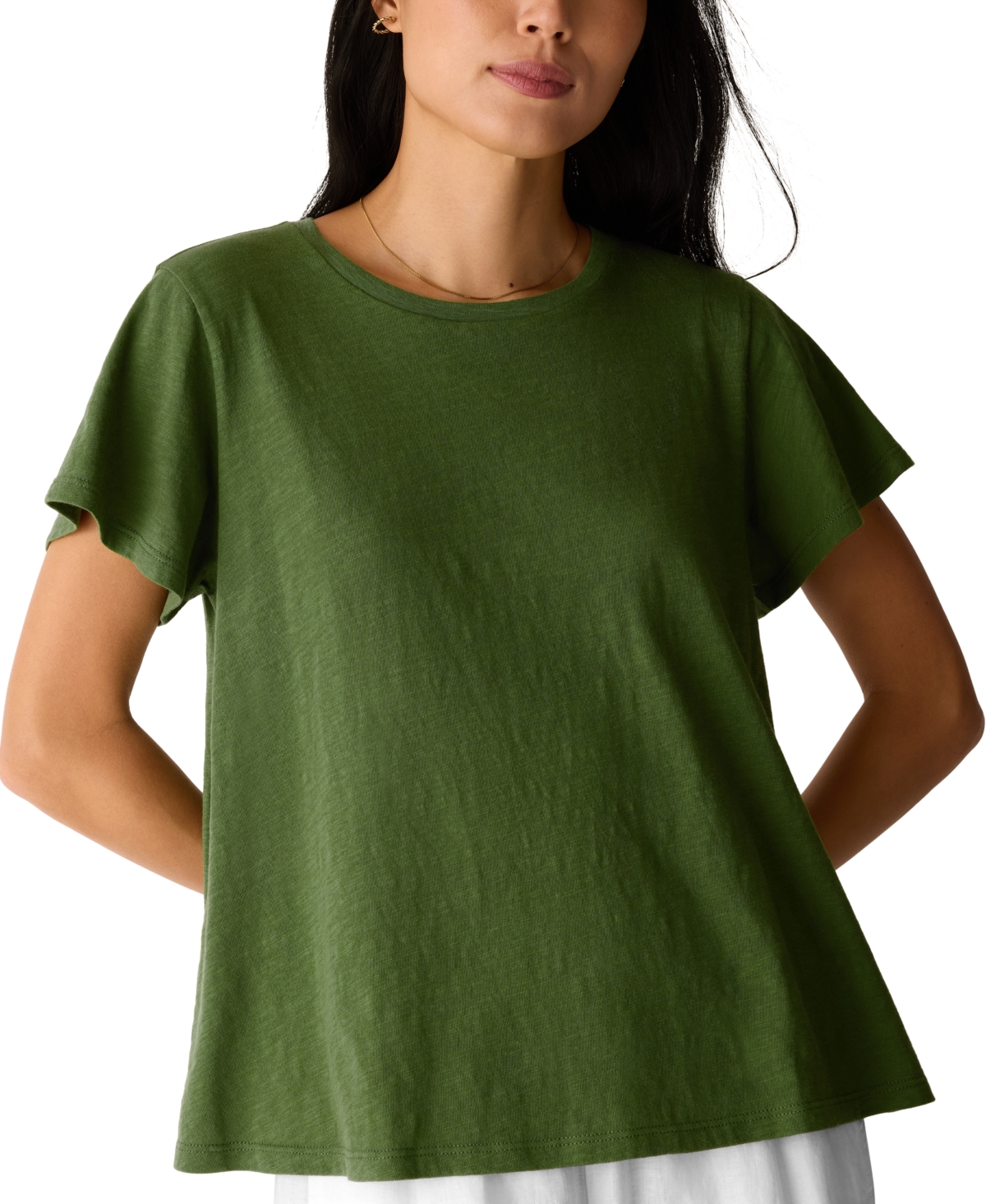 Click here for Eileen Fisher Womens Cotton Cap-Sleeve Crewneck Te... prices