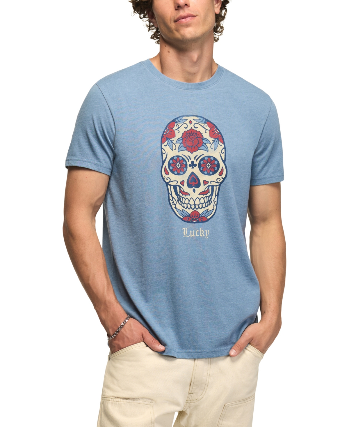 Click here for Lucky Brand Mens Sugar Skull T-Shirt - Coronet Blu... prices