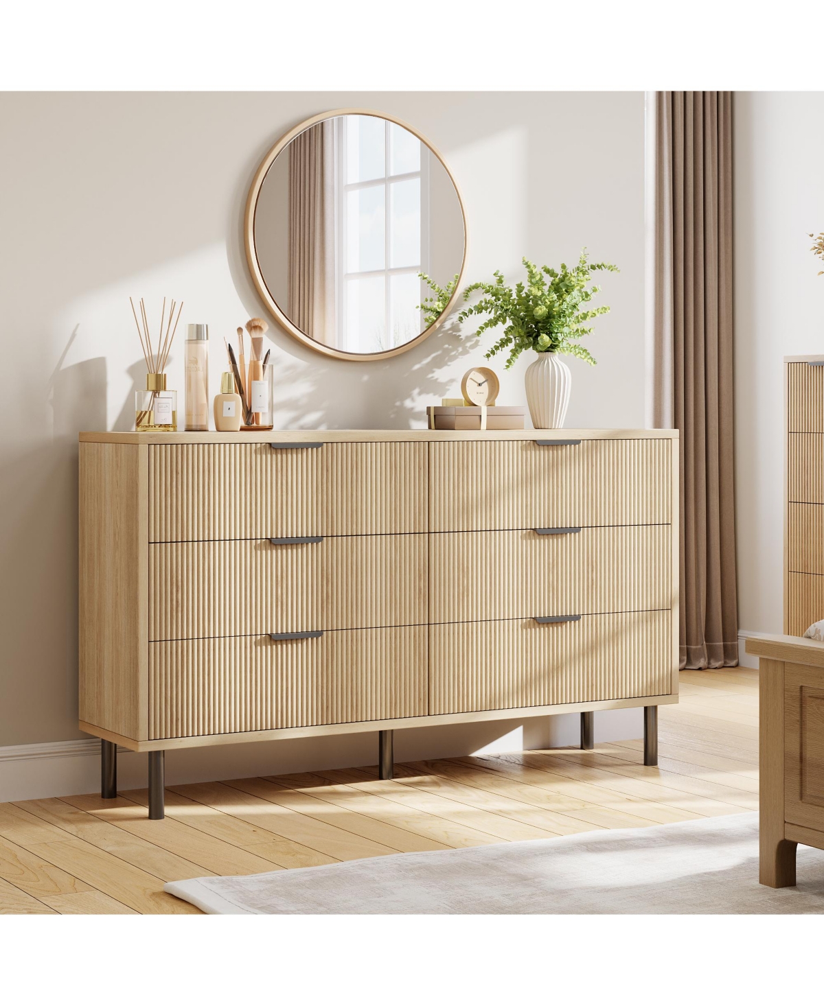 Click here for homfan Modern Fluted chest of drawers - Versatile... prices