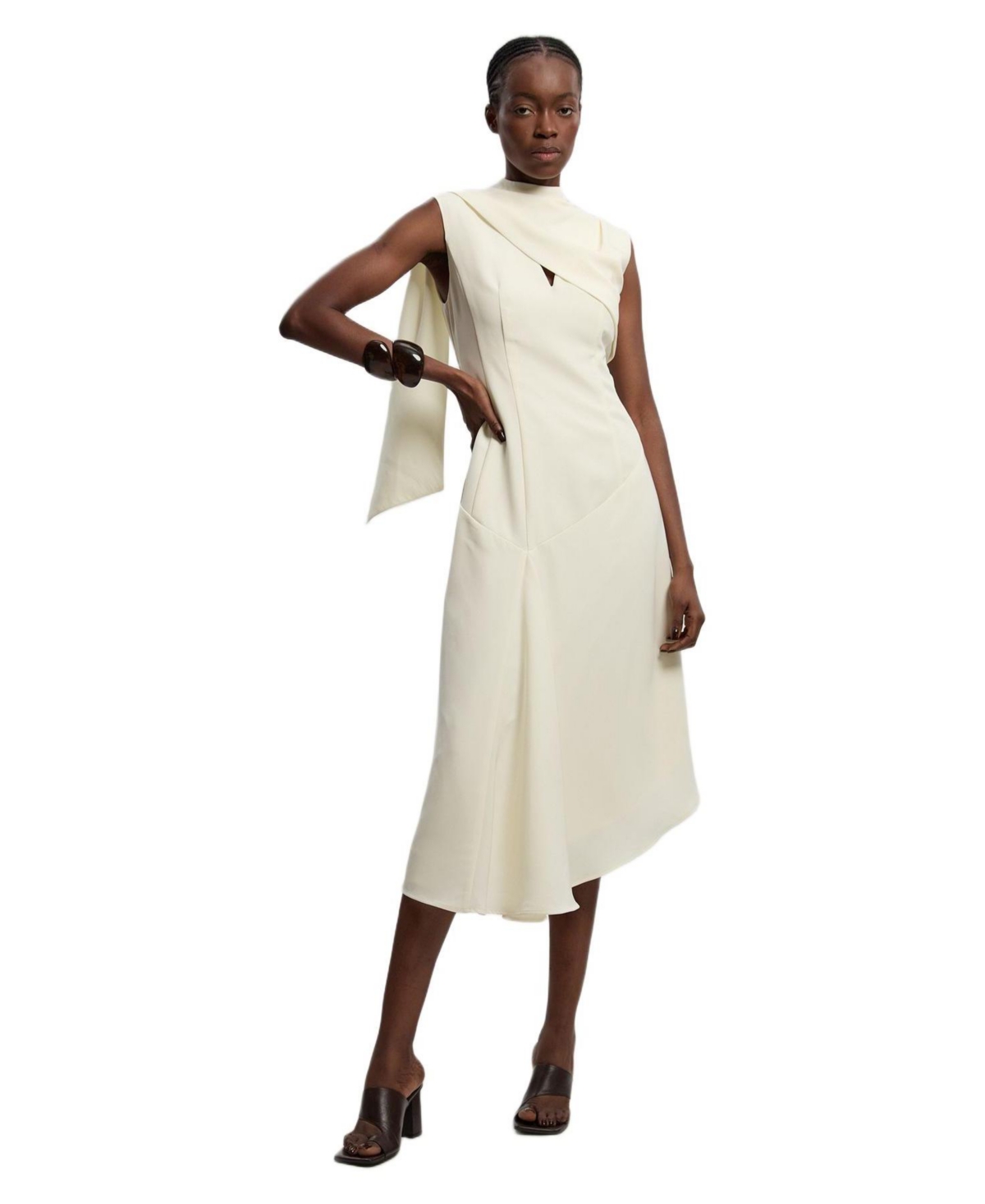 Click here for Karen Millen Womens Tailored Crepe Cape Midi Dress... prices