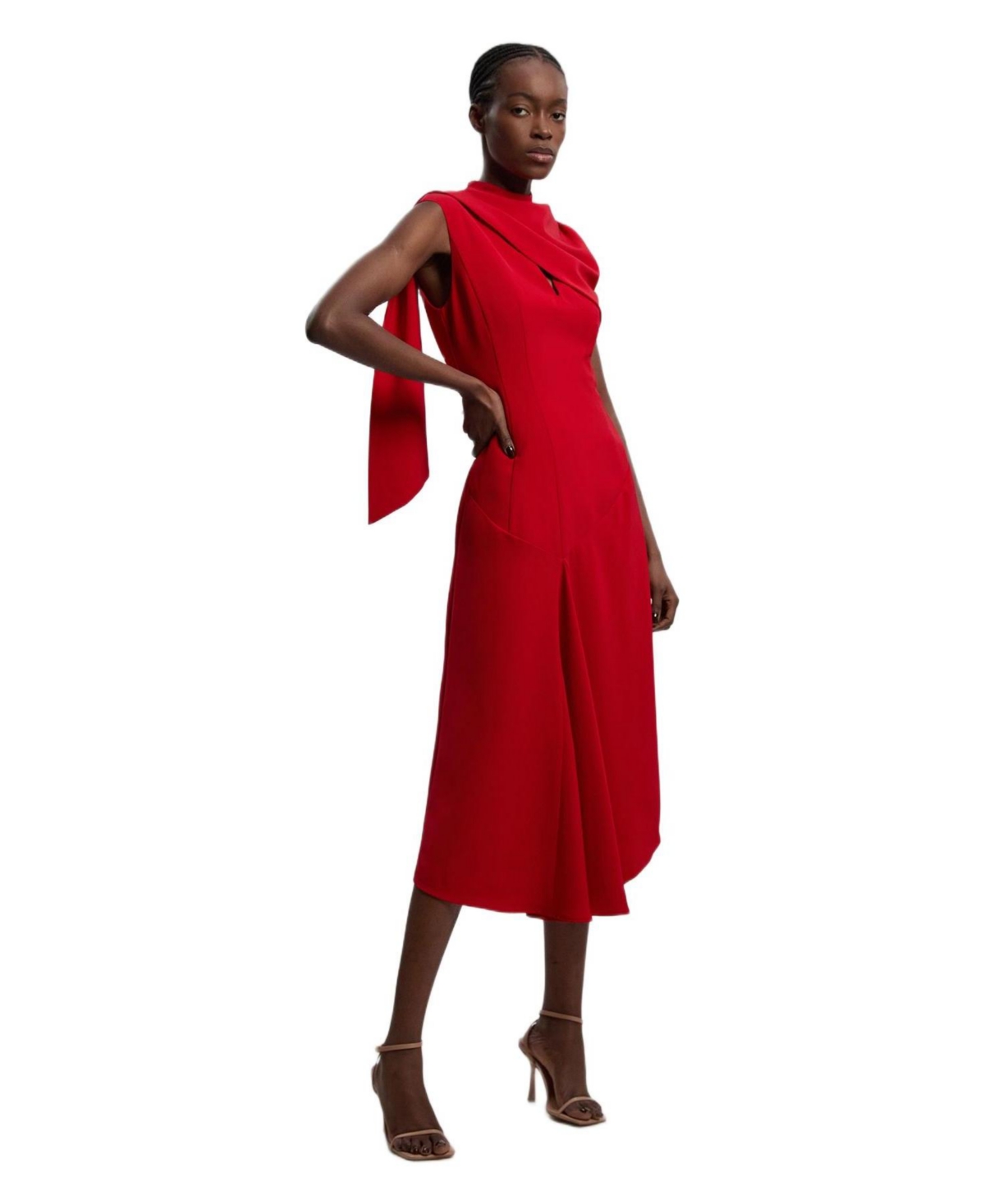 Click here for Karen Millen Womens Tailored Crepe Cape Midi Dress... prices
