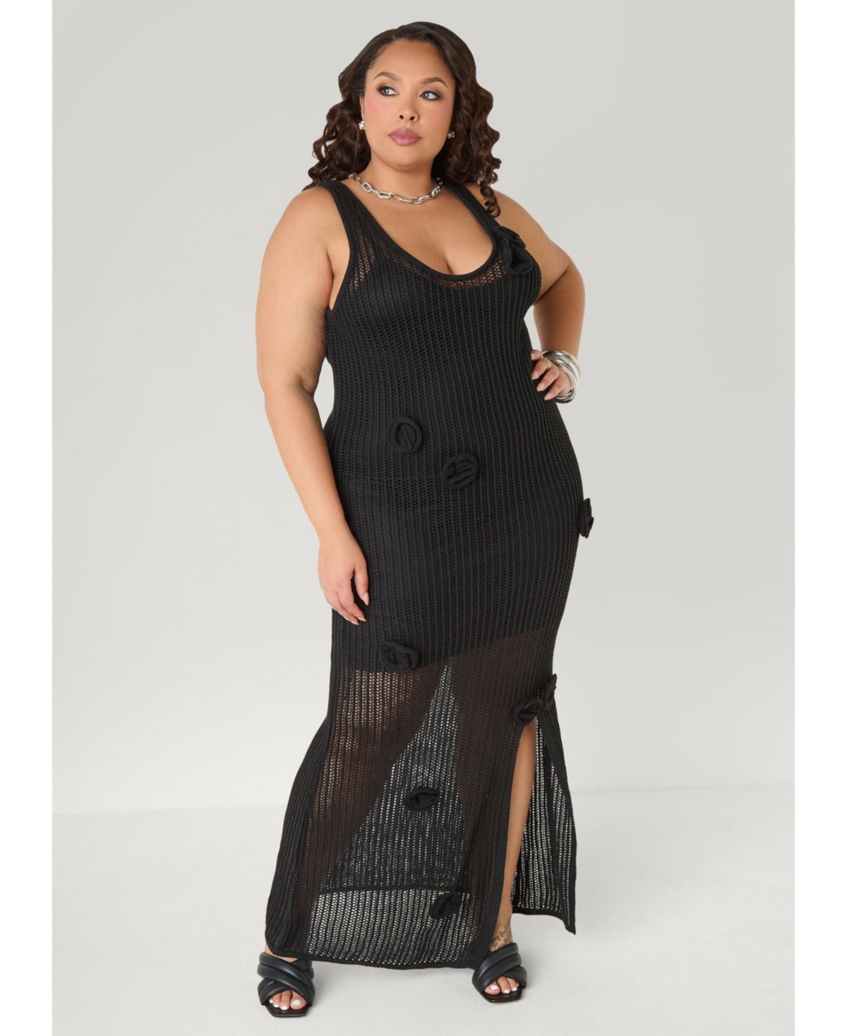 Click here for Ashley Stewart Womens Rosette Crochet Maxi Dress -... prices