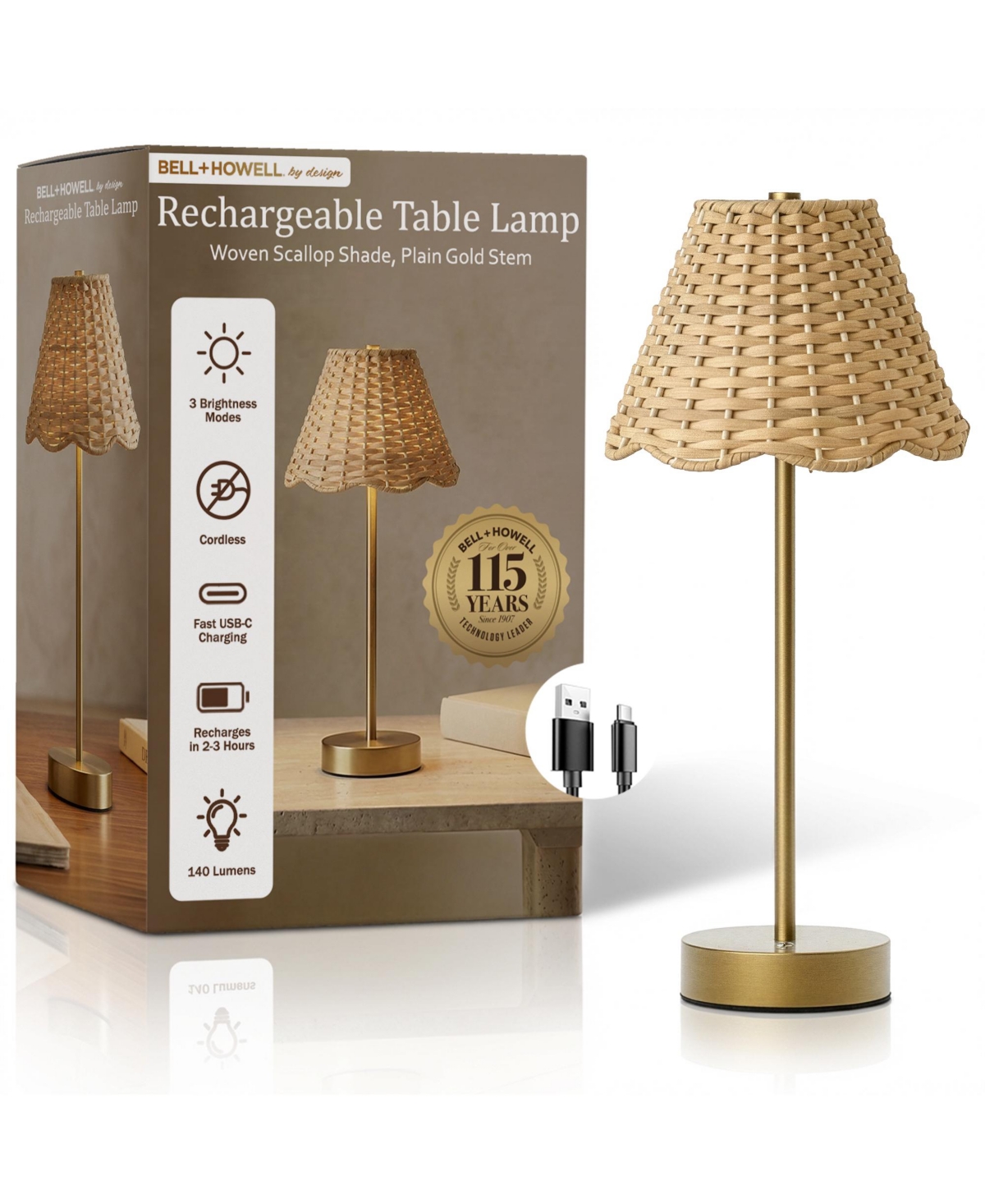 Click here for Bell + Howell Woven Scallop Shade Plain Stem Recha... prices