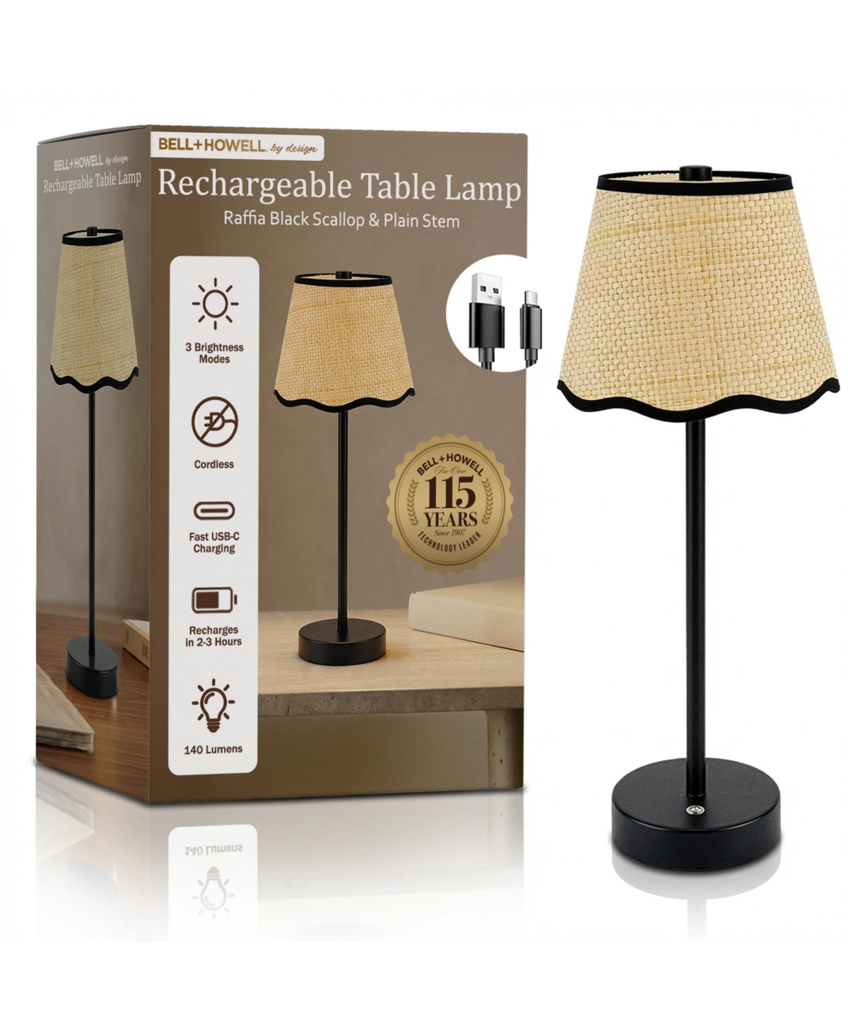 Click here for Bell + Howell Raffia Scallop Shade Plain Stem Rech... prices