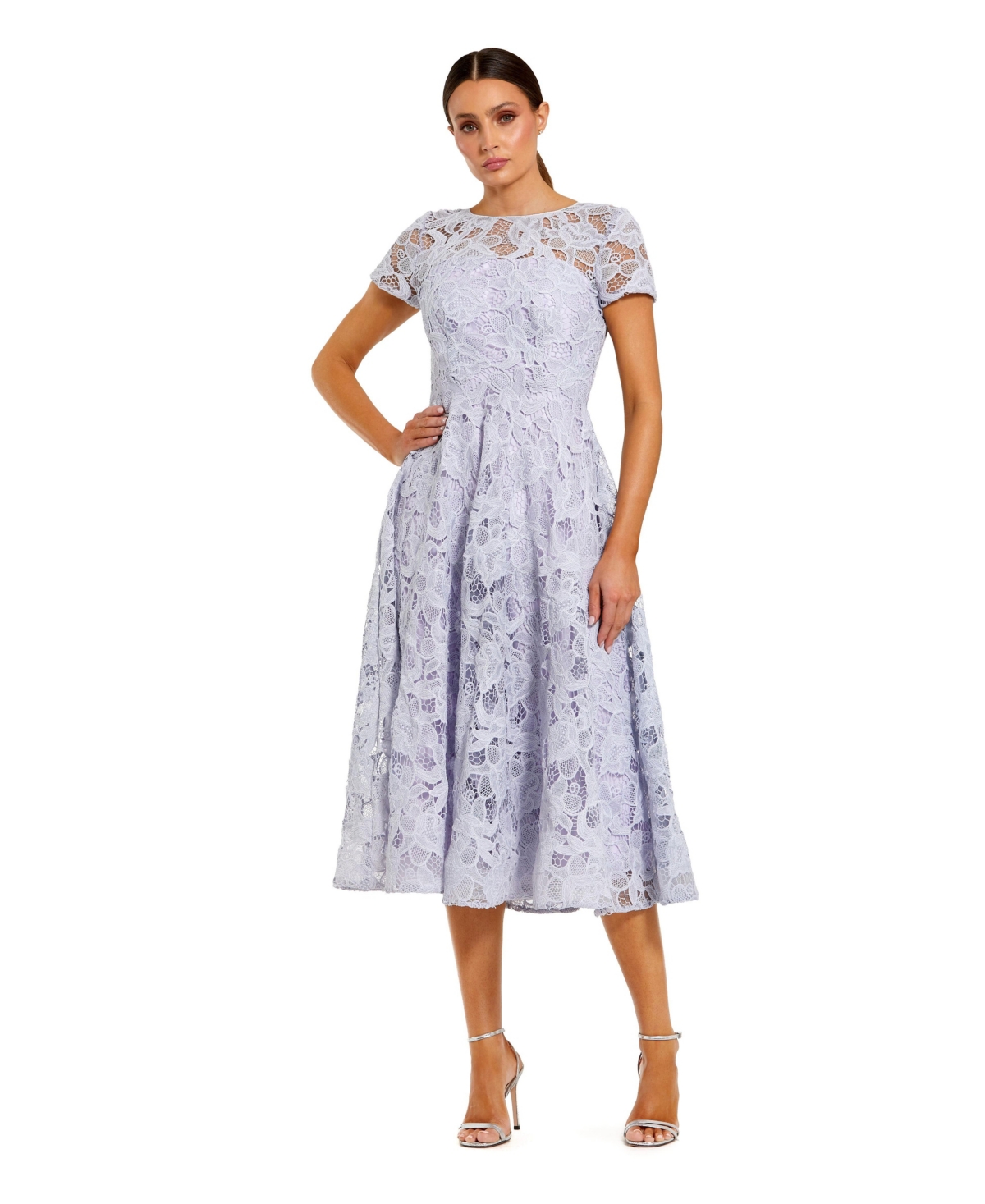 Click here for Mac Duggal Womens Elegant Lace A-Line Midi Dress w... prices