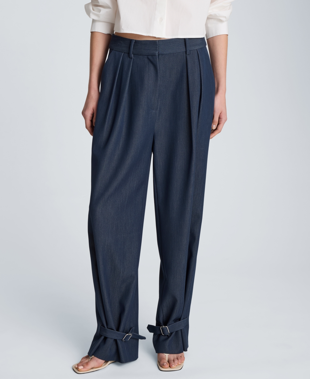 Click here for Kenneth Cole Womens High-Rise Belted Cuff Pants -... prices