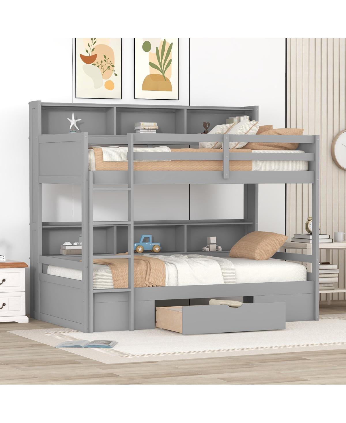 Click here for Streamdale Furniture Twin Bunk Bed with Built-in S... prices