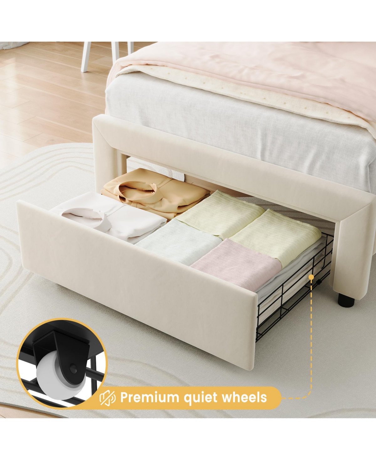 Click here for homfan Kids Upholstered Platform Bed with Bear-Sha... prices