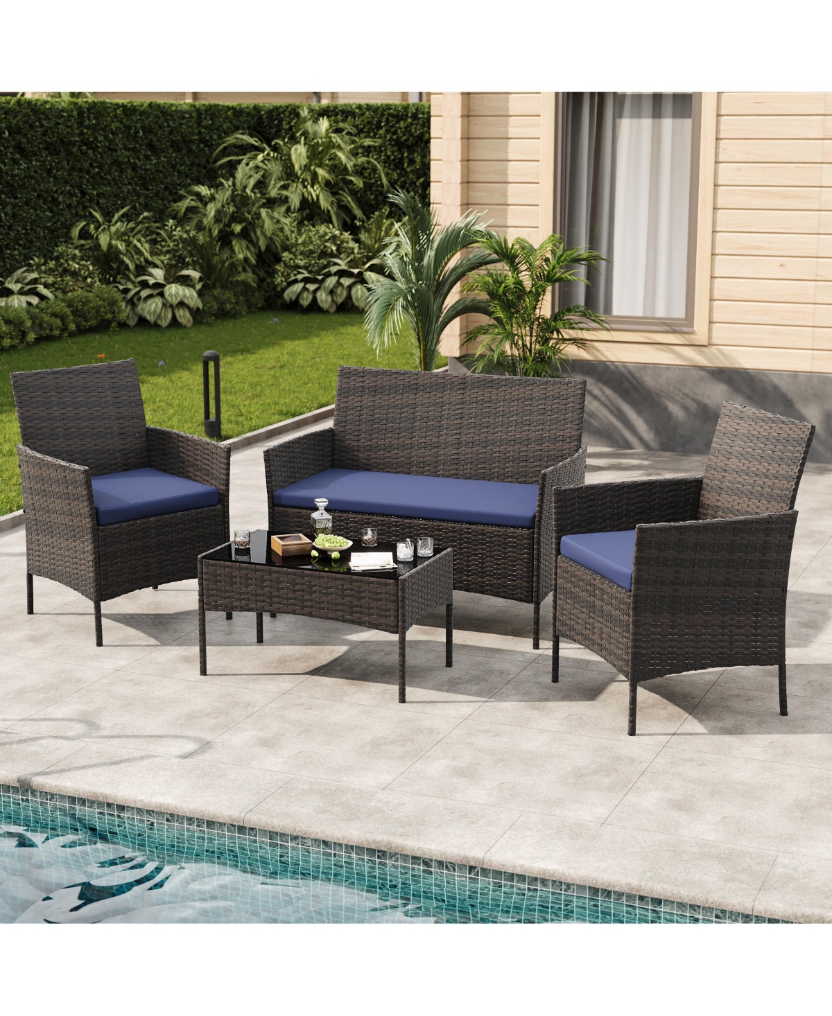 Click here for homfan Patio Furniture Set 4 Piece Outdoor Convers... prices