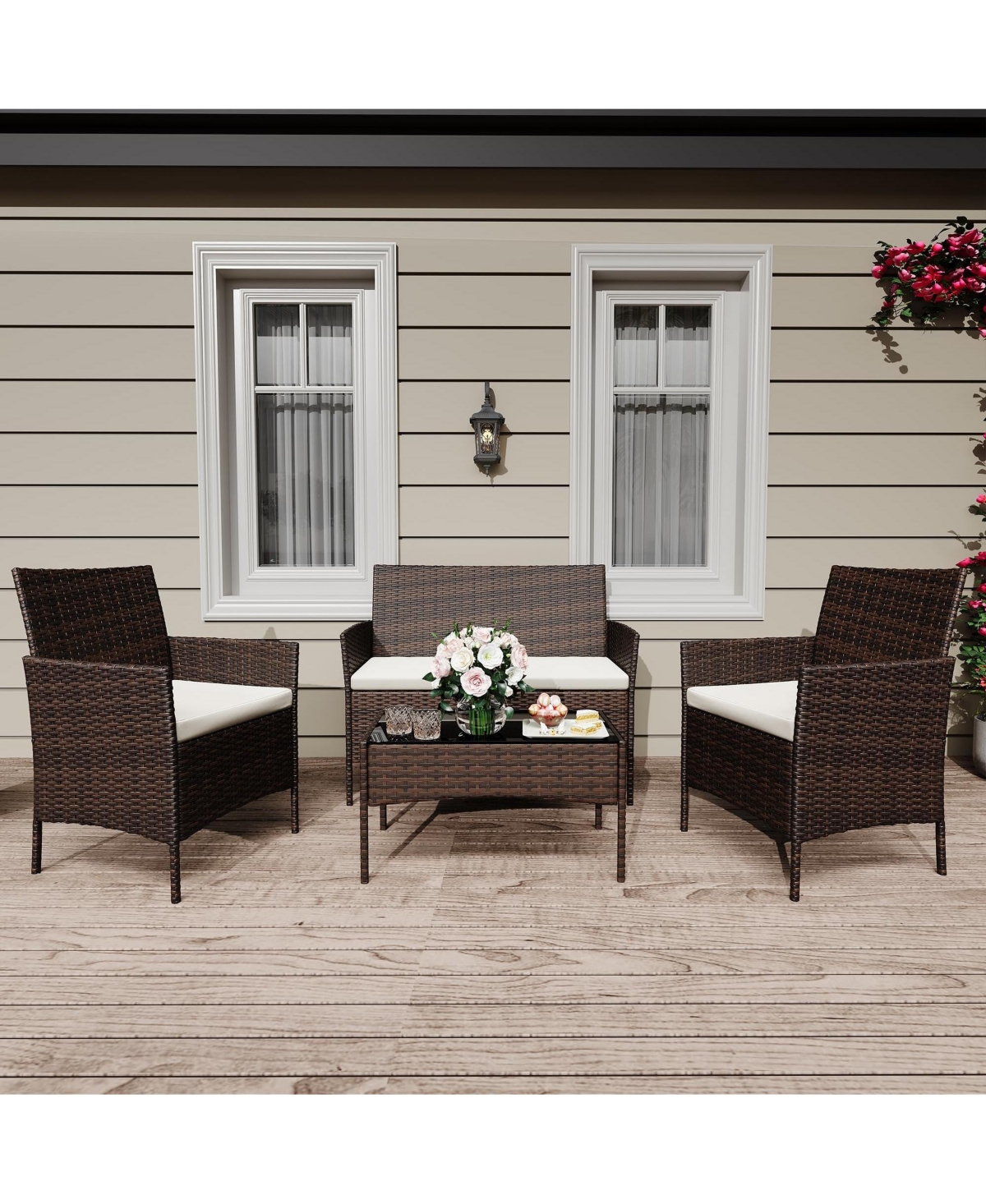 Click here for homfan Patio Furniture Set 4 Piece Outdoor Convers... prices