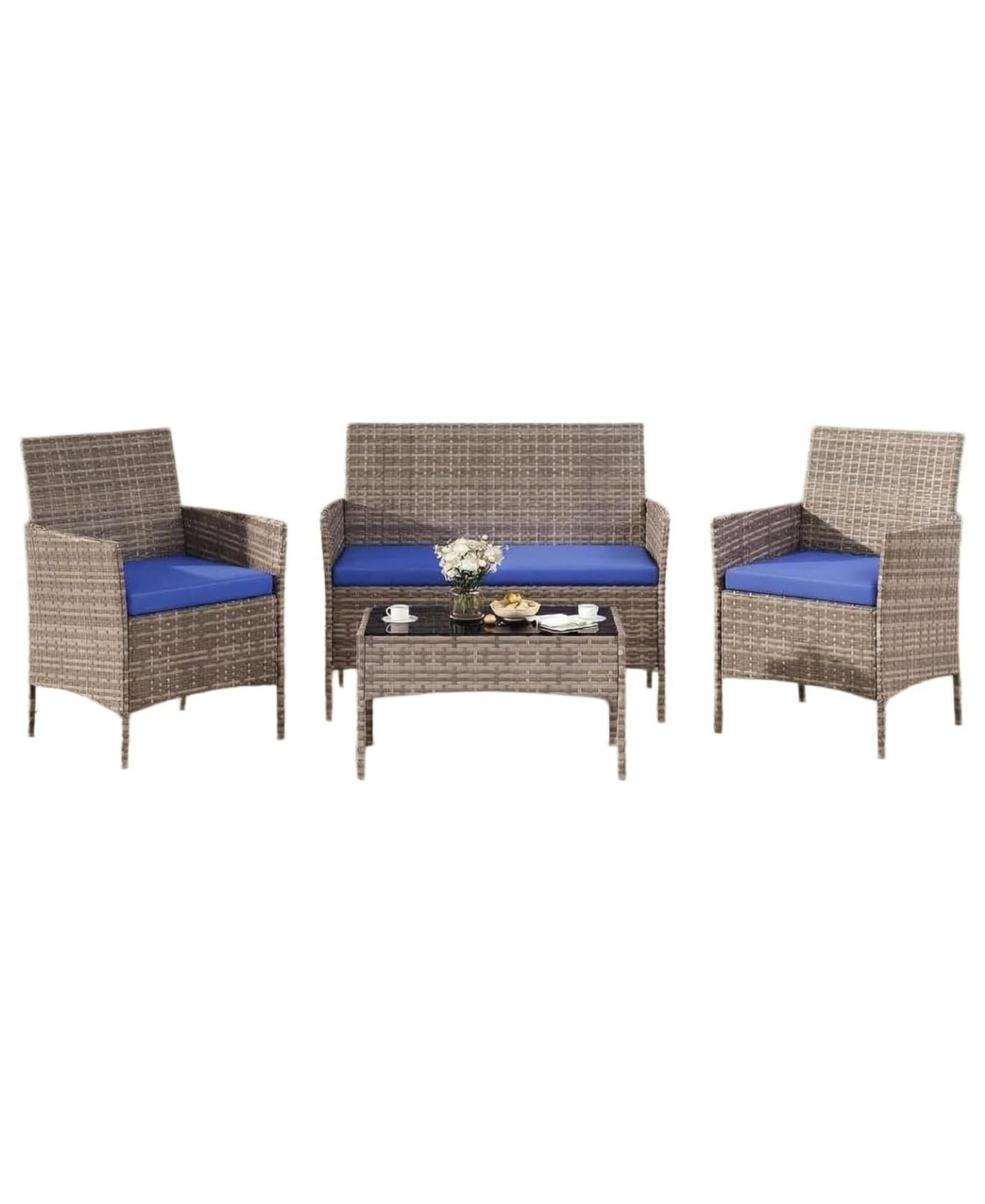 Click here for homfan Patio Furniture Set 4 Piece Outdoor Convers... prices