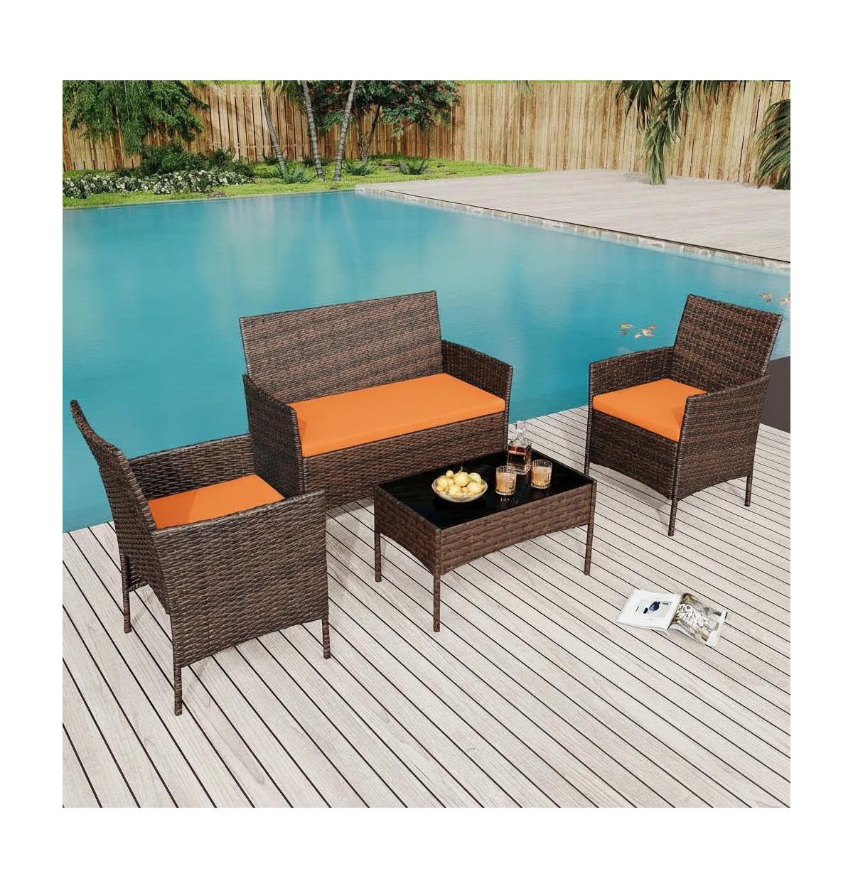 Click here for homfan Patio Furniture Set 4 Piece Outdoor Convers... prices