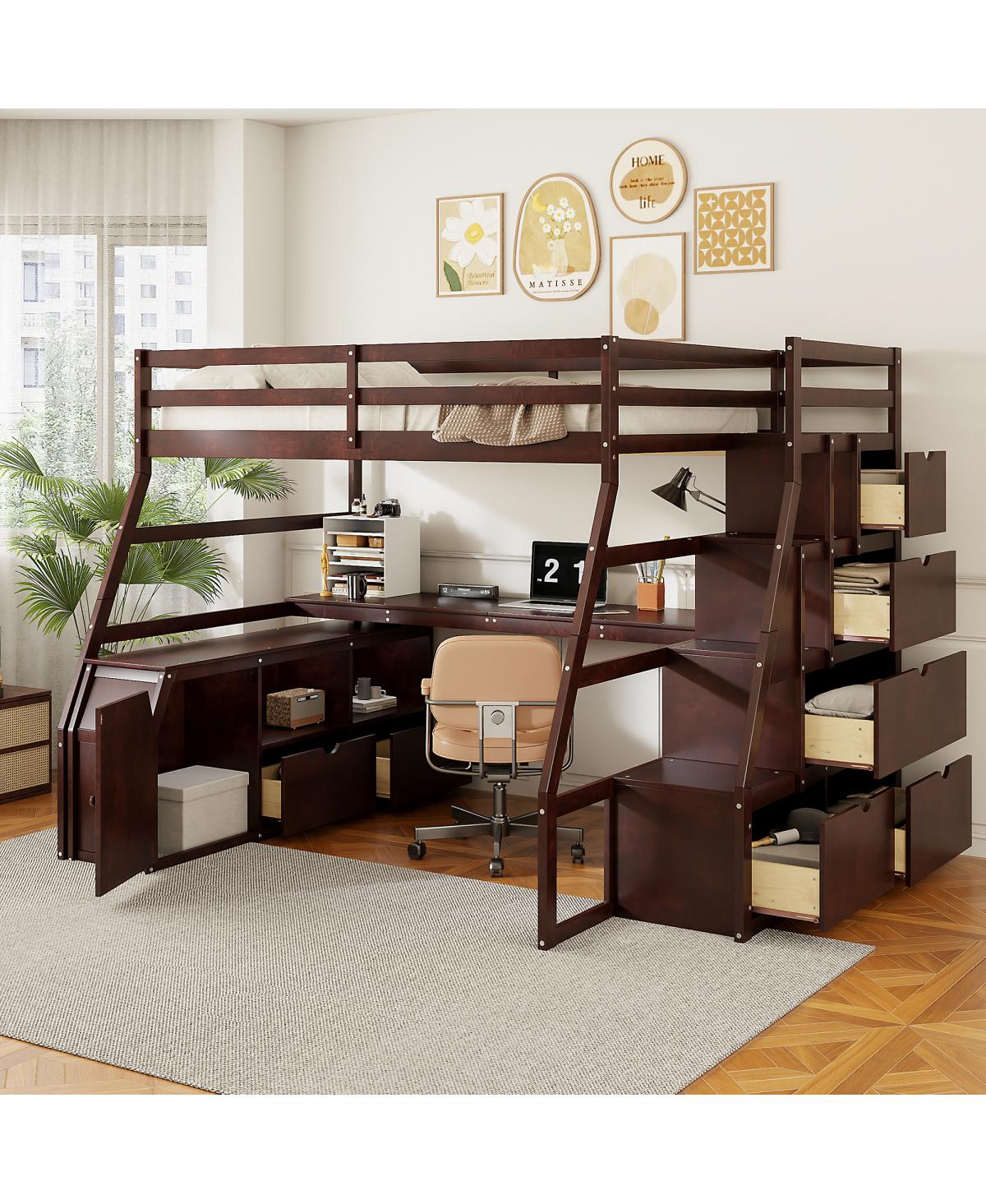 Click here for Streamdale Furniture Loft Bed with 7 Drawers 2 She... prices