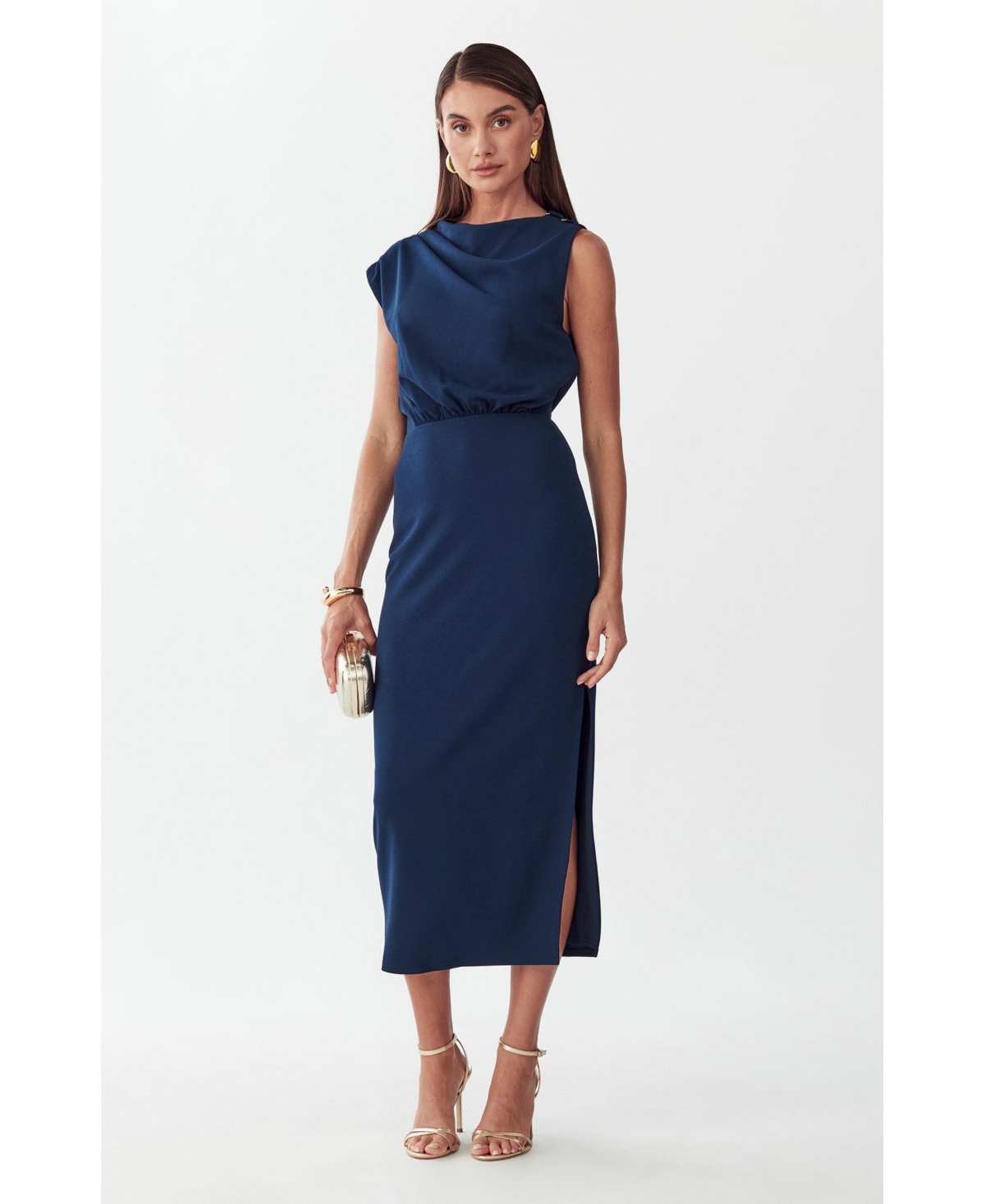Click here for St Mrlo Womens Lily Midi Dress - Navy blue prices
