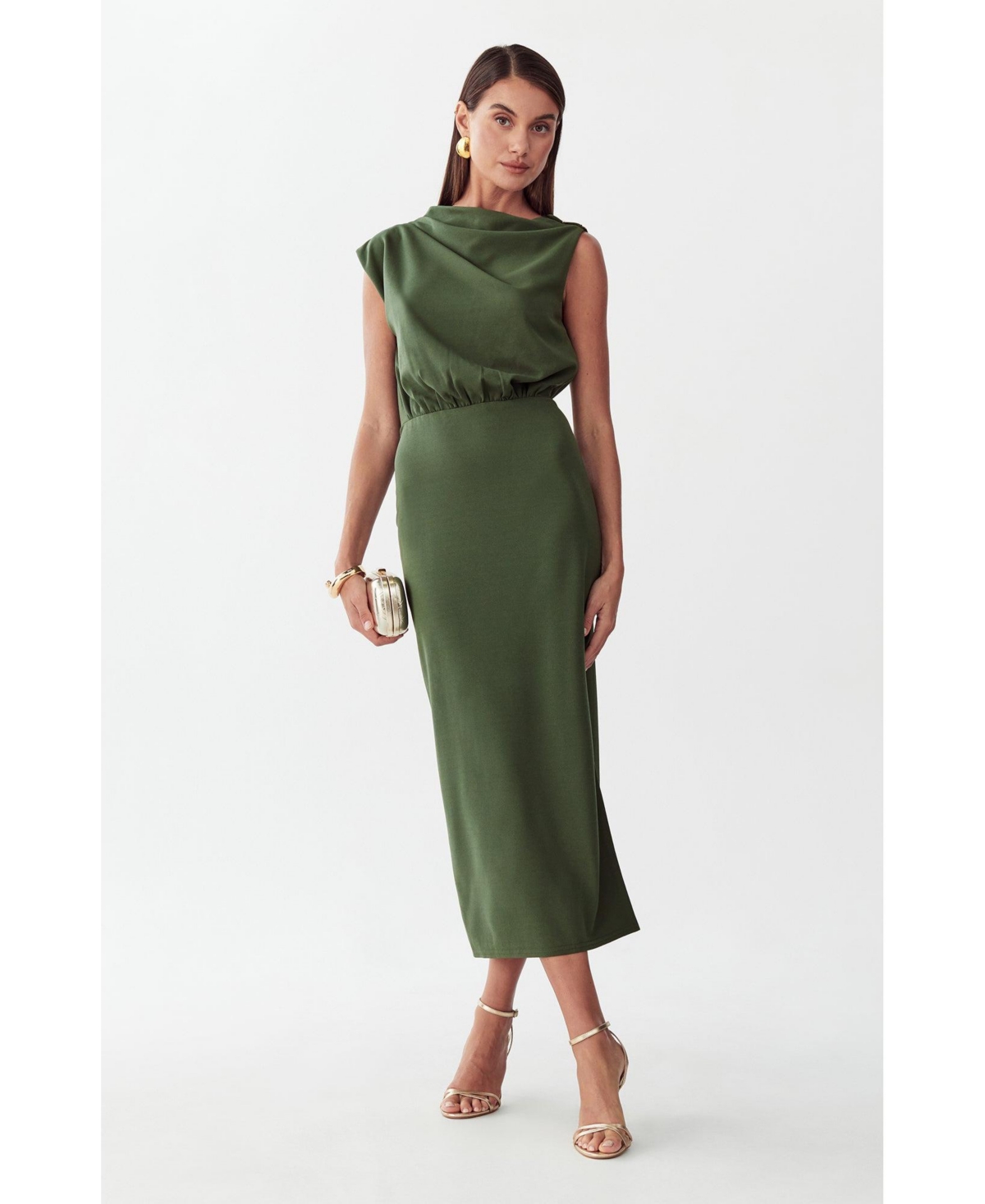 Click here for St Mrlo Womens Lily Midi Dress - Olive prices