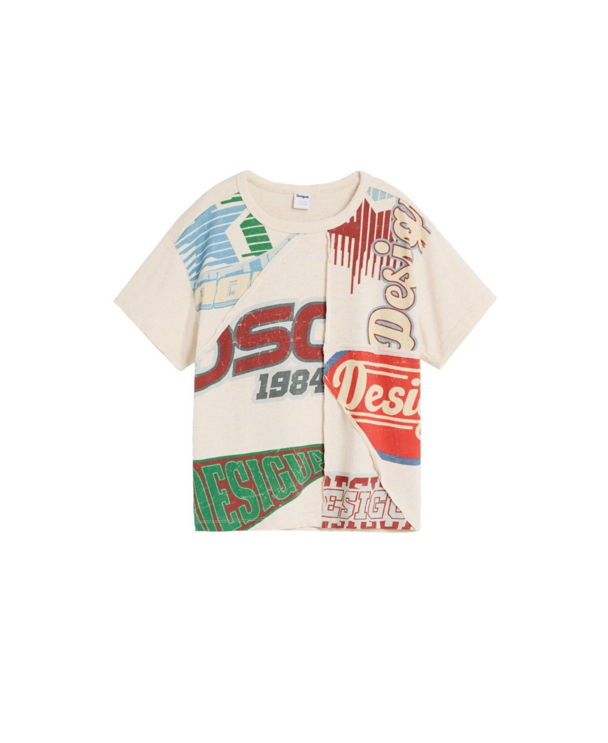 Click here for Desigual Girlss Printed logo T-shirt - Off white prices