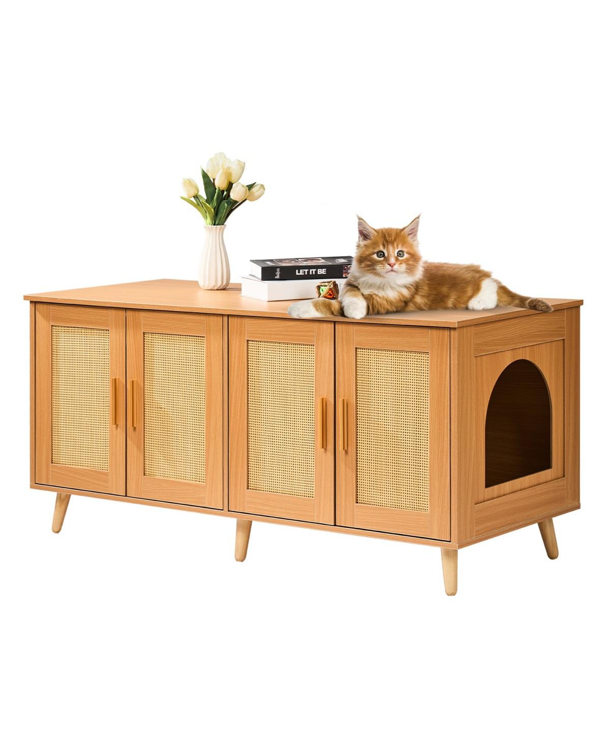 Click here for 6thdruple Cat Litter Box Enclosure  Natural Wooden... prices