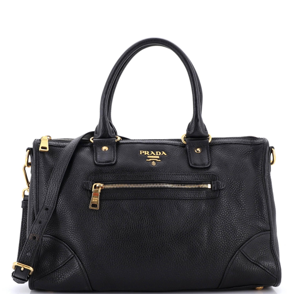 Click here for Pre-Owned Prada Medium Front Zip Convertible Satch... prices