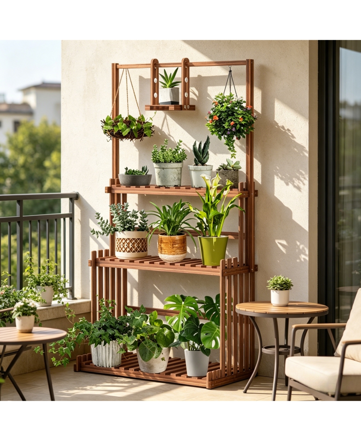 Click here for Unho 4-Tier Solid Pine Plant Stand with Drainage... prices