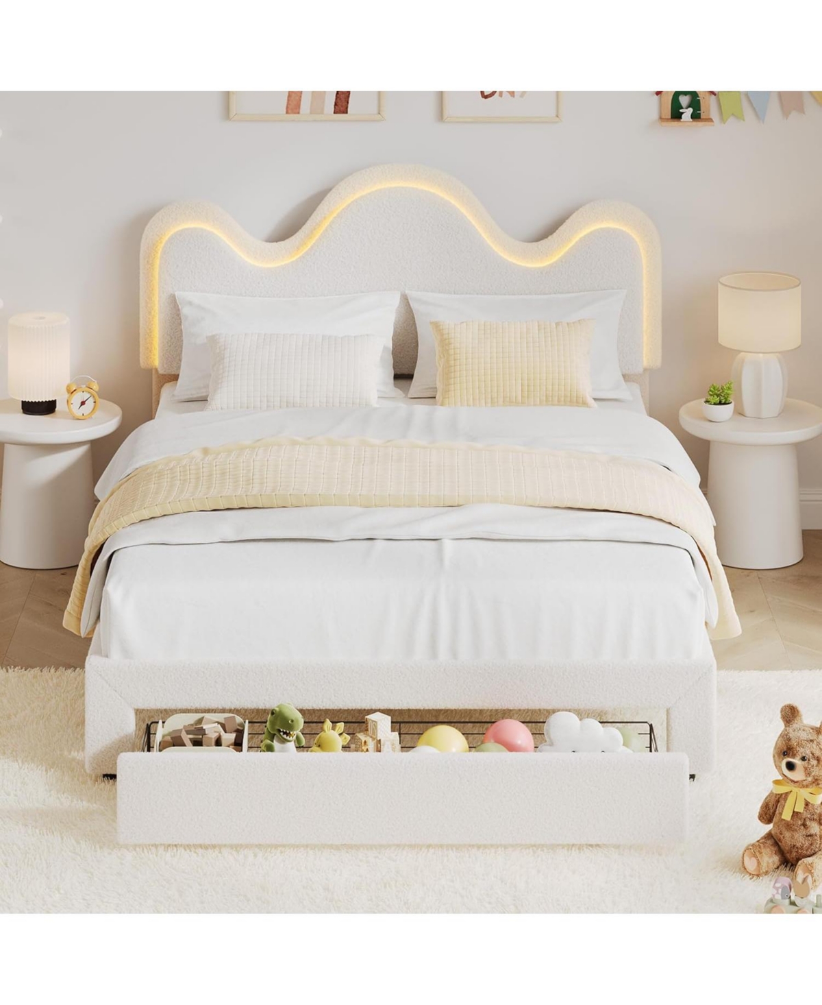 Click here for gaomon Queen Upholstered Led Bed Frame with Storag... prices