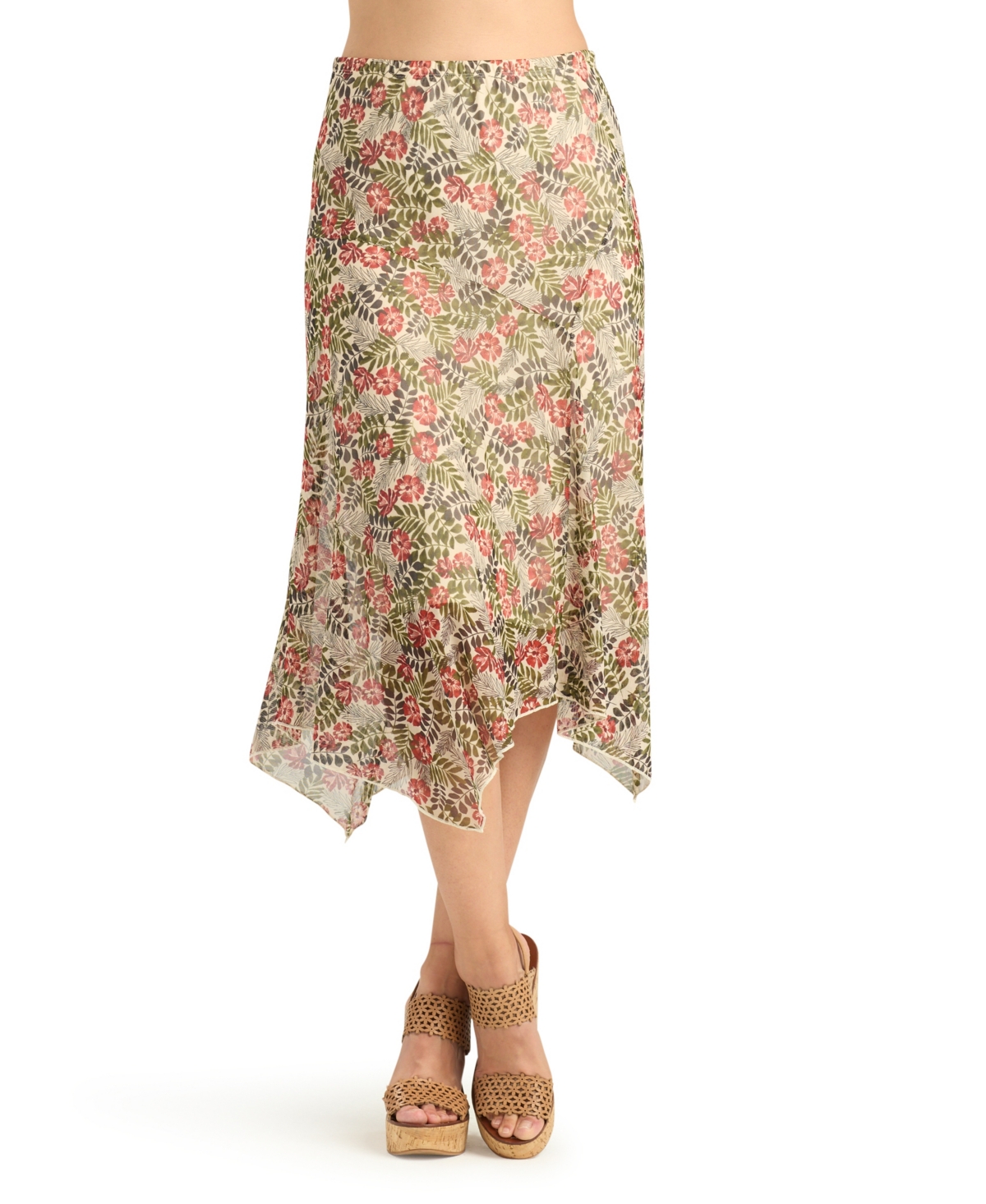 Click here for Bcx Womens Printed Mesh Asymmetrical Midi Skirt -... prices