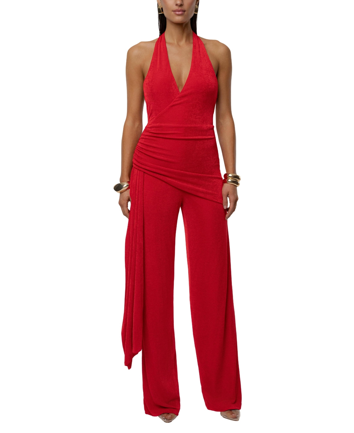 Click here for Jluxlabel Womens Rustic Charm Halter Jumpsuit - Re... prices
