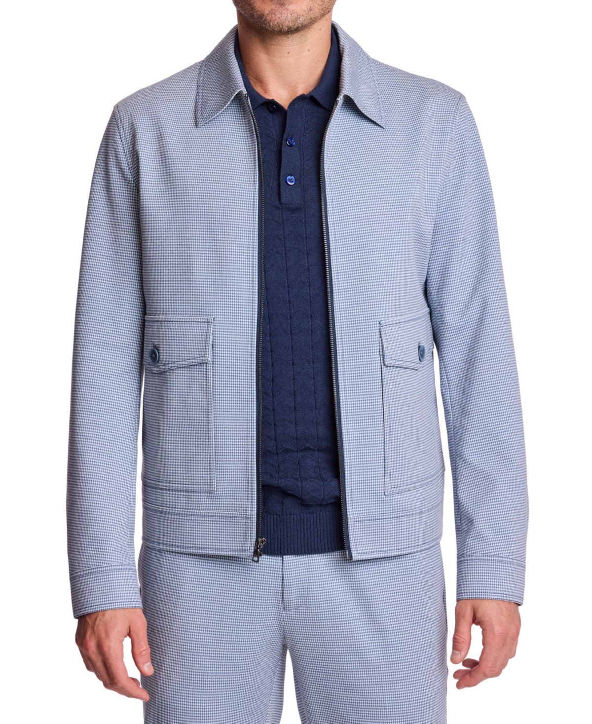 Click here for Paisley & Gray Mens Milo Zip-Font Knit Houndstooth... prices